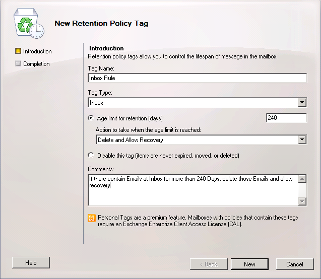 Exchange 2010: Retention Tags and Policies – ExchangeOnline