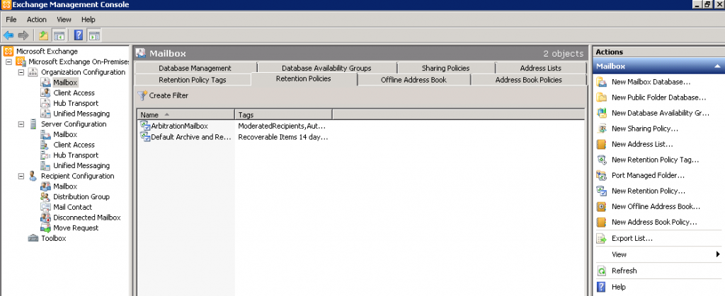 Exchange 2010: Retention Tags and Policies – ExchangeOnline