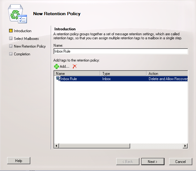 Exchange 2010: Retention Tags and Policies – ExchangeOnline